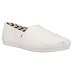 TOMS Women's Alpargata Recycled Cotton Canvas Slip On Sneaker White Recycled Cotton Canvas