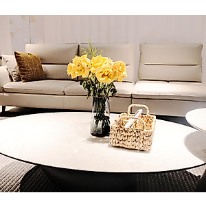 Remote Control Holder Wicker Desk Organizer Divided Storage Basket,Hand Woven Cosmetic Storage Box with 3 Compartments,Water Hyacinth Remote Control Basket for Desktop Organizing