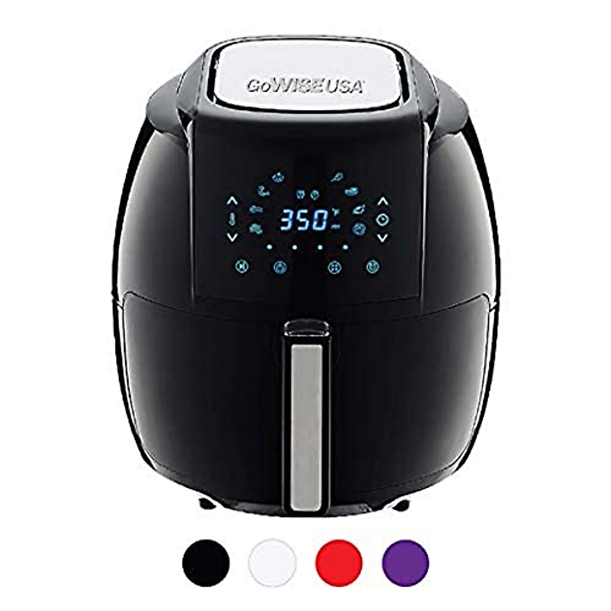 GoWISE USA 1700-Watt 5.8-QT 8-in-1 Digital Air Fryer with Recipe Book, Black & Standard 6-Piece Air Fryer Accessory Kit for 2.75-4 Quarts, Small, Universal
