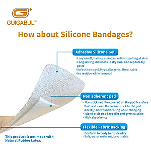 Painless Removal Silicone Bandages for Elderly Sensitive Skin - 40 Counts 0.75''x3'' Medium and 15 Counts 1.63''x4'' Extra Large Bandages by G+ GUIGABUL - Hypoallergenic - Latex Free