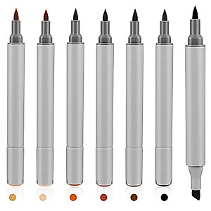 6 Pack Dual Tip Leather Dye Marker Pens Leather Touch up Pen Shoe Marker Leather Flow Leather Marking Pen for Furniture Scratches Shoe Repair Kit Paint Marking, 6 Colors