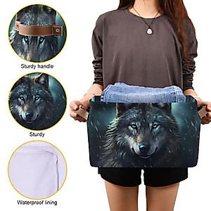 YETTASBIN Wolf Storage Basket 1PC, Large Collapsible Toys Clothes Organizer, Long-Lasting Canvas Storage Bin with Handle for Shelves Closet Laundry Home Office Decor