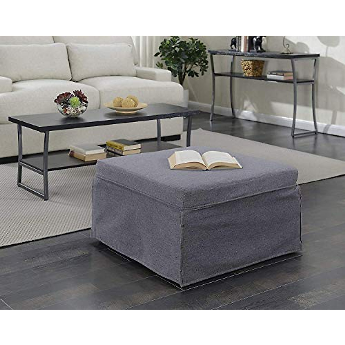 Convenience Concepts Designs4Comfort Folding Bed Ottoman, Soft Gray Fabric