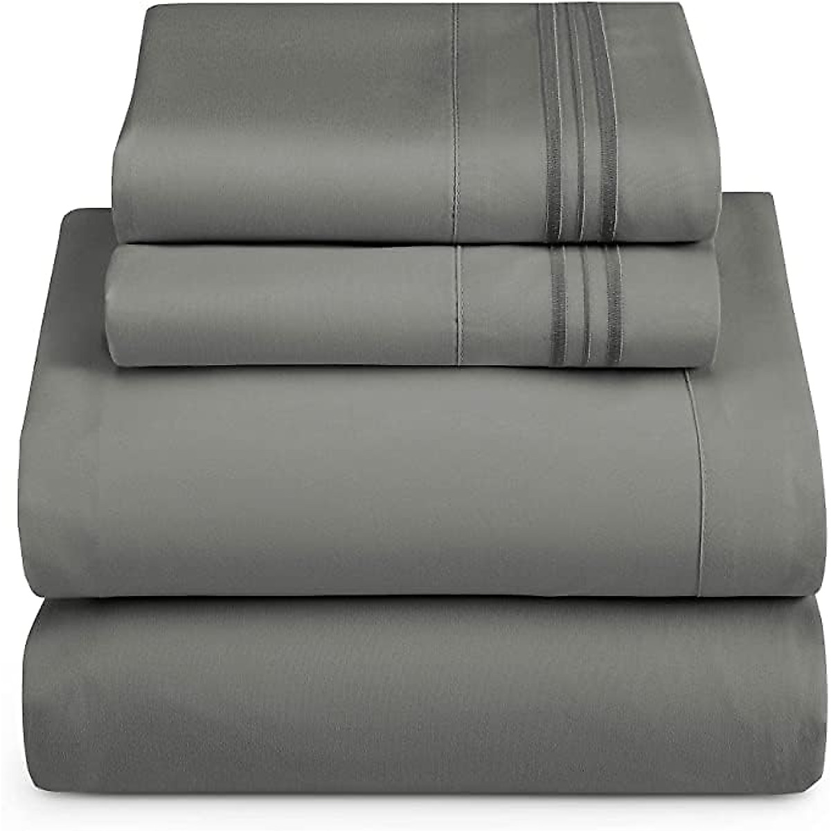 KAYLEN HOME 1800 TC Deep Pocket Full Size Sheets Set up to 16" - Hotel Luxury Extra Soft Brushed Microfiber 4 PC Bed Sheet Set, Dark Grey