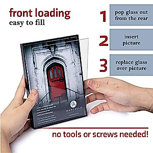 Mantello 5x7 Inch Front Loading Picture Frames - Black - Art Wall Hanging Table Desk - Family Gallery Multi Photo Frame - 6 Pack