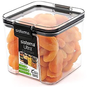 Sistema Ultra Collection Square Food Storage Container, 23.6 oz./0.7 L, Clear/Black