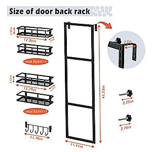 Infirack Detachable 4-basket Over the Door Pantry Organizer, Multifunctional with Hooks Hanging Storage Door Back Shelf, Large Storage Door Organizer Rack for Kitchen, Living Room (Black)