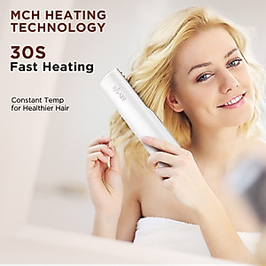 IHHAIR Hot Hair Straightener Brush,Portable Mini Cordless Hair Straightener with Travel Size USB Rechargeable 6400MAH,2 in 1 Hot Comb Hair Straightener for Women & Men with Short Hair(White)