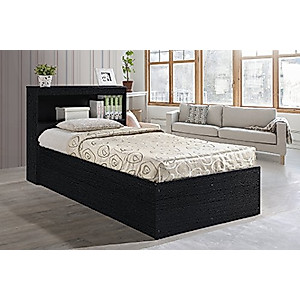 Hodedah Twin-Size Captain Bed with 3-Drawers and Headboard in Black, 85.6"L x 42.3"W x 39.2"H