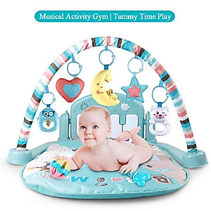 TEMI Baby Gym Toys & Activity Play Mat, Kick and Play Piano Gym Center with Music and Lights, Electronic Learning Toys for Infants, Toddlers, Newborn, Girls and Boys Ages 1 to 36 Months