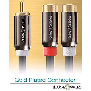 FosPower Y Adapter [8 inch] 1 RCA (Male) to 2 RCA (Female) Stereo Audio Y Adapter Subwoofer Cable [24k Gold Plated] 1 Male to 2 Female Y Splitter Connectors Extension Cord