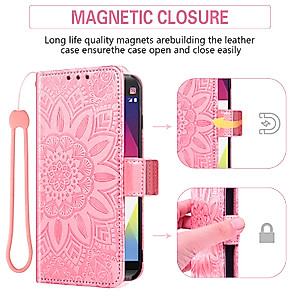 Asuwish Phone Case for LG V20 with Tempered Glass Screen Protector and Flower Leather Wallet Flip Cover Credit Card Holder Stand Cell Accessories LGV20 LG20 V 20 ThinQ Boys Girls Women Men Rose Gold