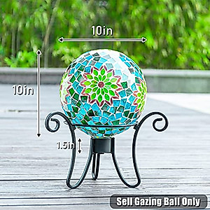 VCUTEKA Gazing Ball, Glass Mosaic Gazing Balls Sphere for Garden Lawn Outdoor Ornament Yard Decorative, 10-Inch, Flowers