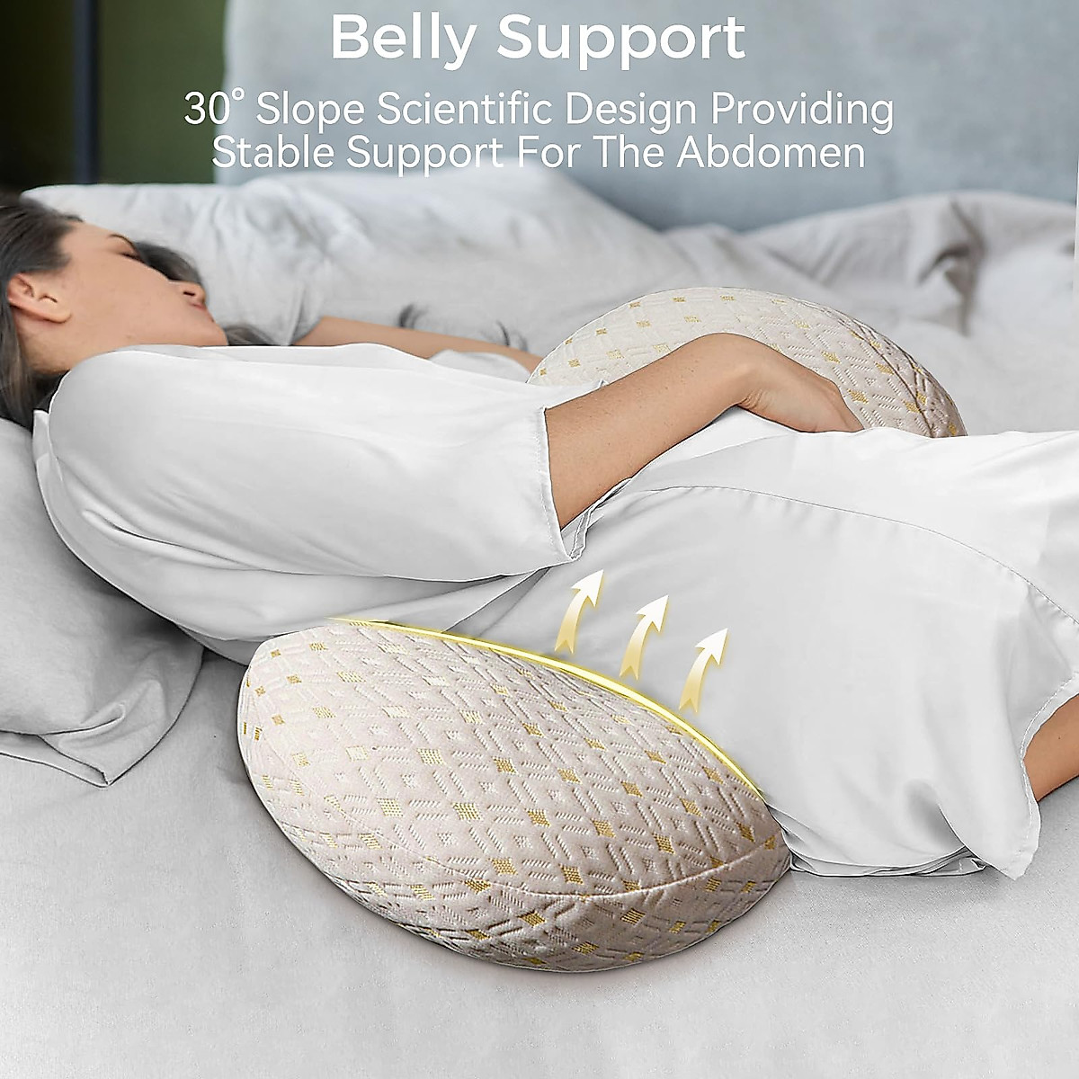 Pregnancy Pillows for Sleeping, Maternity Pillow Cooling for Pregnant Women, Pregnancy Body Pillow Wedge Adjustable with Pillow Cover Support for Pregnancy Belly/Back Support
