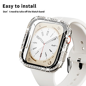 Rc-Z 3-Pack Bling Case for Apple Watch 42mm Series 3 2 1 Screen Protector, Women Glitter Diamond Rhinestone Bumper Face Cover for iWatch Accessories 42 mm