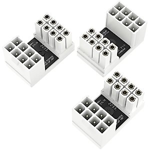 Jeymei 3-Pack PCIe 8 Pin 180 Degree Adapter, U Turn 180 Degree Angle 8 Pin Connector GPU 180 Degree Adapter White PCIe Adapter for Desktop PC Graphics Card - Standard Type
