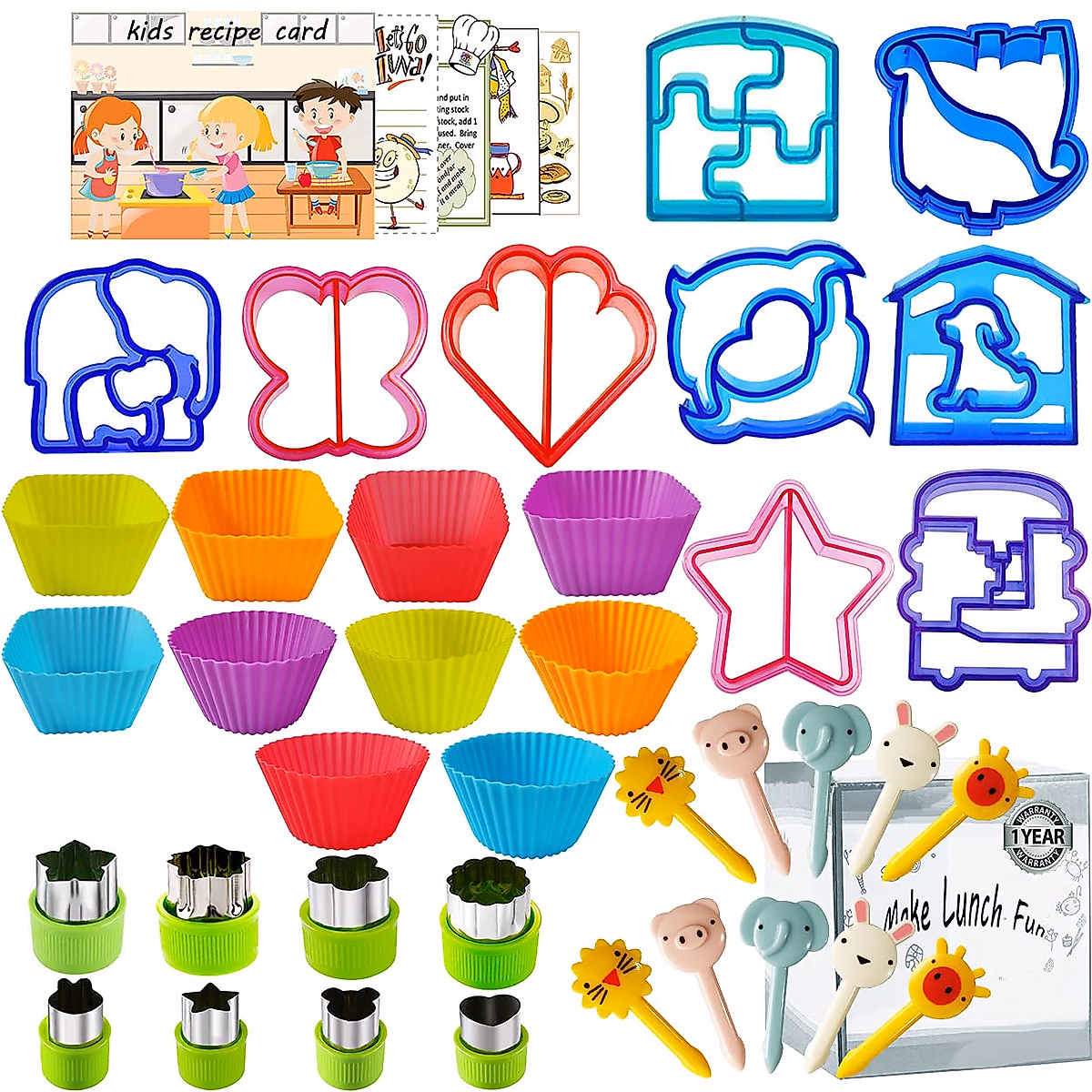 Sandwich Bread Cutters Shapes Set for Kids Vegetables Fruits Cheese Shapes Mold Supplies Crust Lunchbox and Bento Box