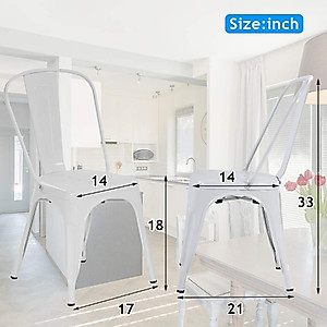 Metal Dining Chairs Indoor-Outdoor Stackable Chic Restaurant Side Bistro Chair Set of 2, 18 Inch Seat Height, 330LBS Weight Capacity Cafe Tolix Kitchen Farmhouse Pub Trattoria Industrial Bar Chairs