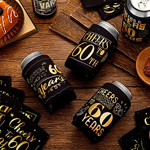 Umigy 24 Pcs 60th Birthday Can Sleeve to 60 Years Can Neoprene Cooler 60th Birthday Decorations 60th Birthday Party Favors Party Supplies Birthday Gift for Men Women