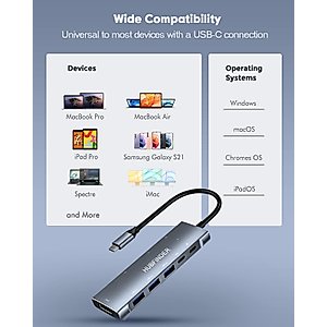 USB C Hub, HUBFINDER 9 in 1 Multiport Adapter with 100W Power Delivery，4K HDMI Output，3 USB3.0 and USB-C 5 Gbps Data Ports，SD/TF Card Reader，3.5mm Headphone Jack，for MacBook Air, MacBook Pro,iPad Pro