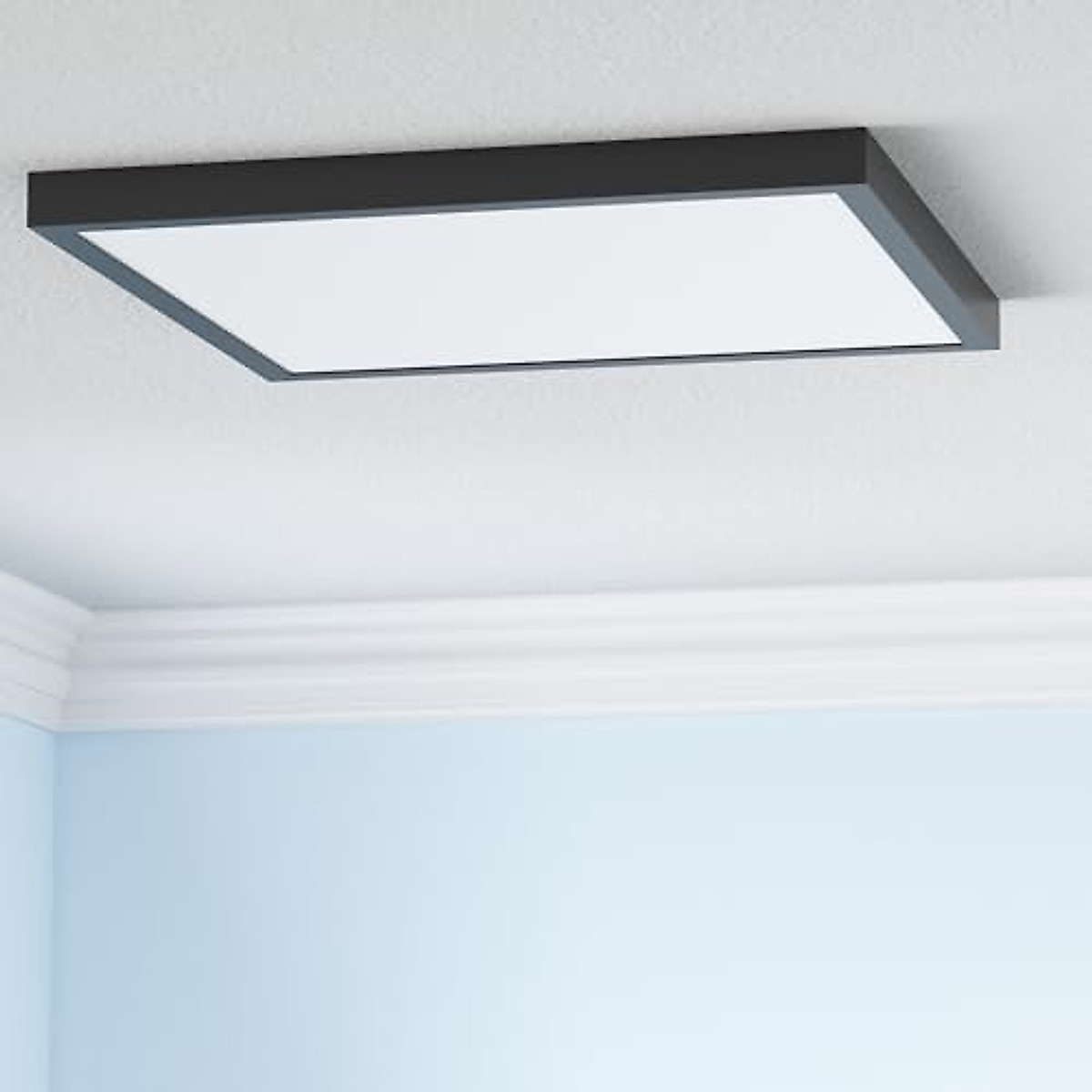 Mcacggo 2x2 FT LED Flush Mount Panel Light 5000K 4000K 3000K Selectable & Dimmable, Black Square Surface Mount led Ceiling Light, 40W, 4400LM, 100-277V, ETL Listed, 2 Pack