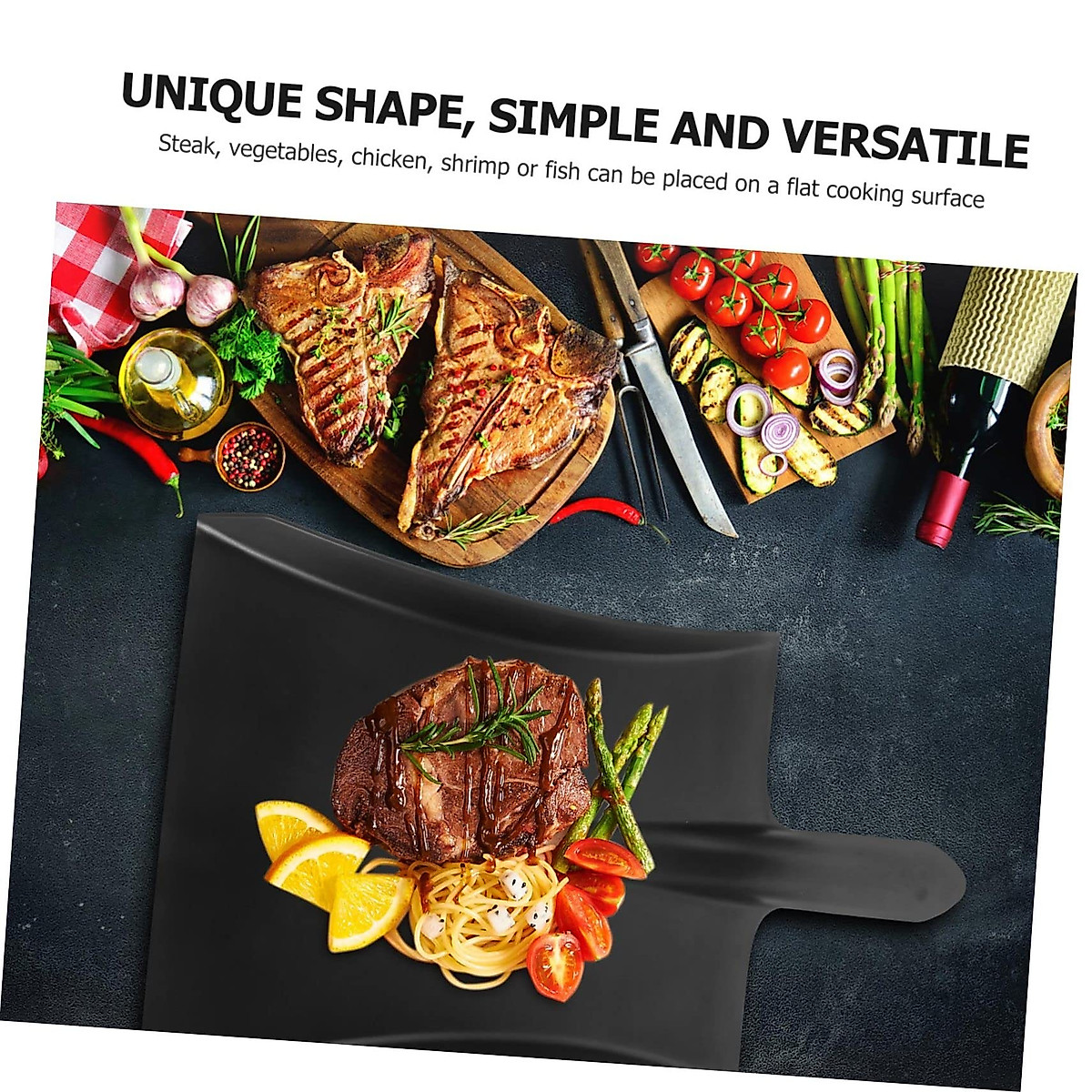 GANAZONO Plate Outdoor Dinnerware Outdoor Wok Black Plates Dinner Plate Stoneware Dinner Plates Bbq Serving Platter Bbq Fruit Plate Bbq Plate Bbq Grill Tableware Meat Black Snack