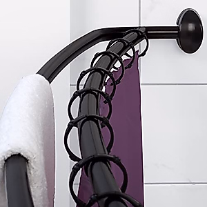 Zenna Home Rustproof Double Curved Shower Curtain Rod, Adjustable Double Shower Rod, 45" to 72", Expandable, NeverRust, Wall Mounted, Bronze