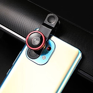 Hemobllo Portable Cell Phone Camera Lens Super Wide Angle Lens Macro Lens Fisheye Lens Clip on 3 in 1 Mobile Phone Lens Compatible for iPhone 6S/7/8/X (Red)