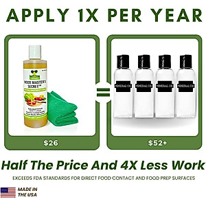 Wood Master's Secret Non-Toxic, Food Safe Cutting Board Oil, Conditioner & Sealer. Exceeds FDA Food Contact Surface Regulations. Also Works On Butcher Blocks, Wood Counters & More (8Oz)