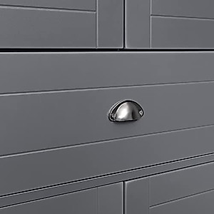 HOMCOM 72" Freestanding Kitchen Pantry Cabinet with 2 Large Double Door Cabinets and 1 Center Drawer, Grey