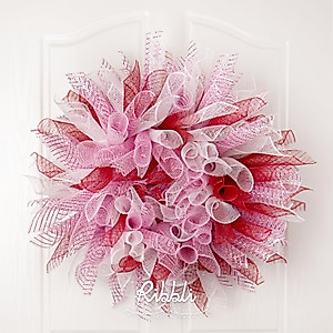 Ribbli White Metallic Mesh Ribbon,10 inch x 30 feet(10Yard), White with Silver Foil, Christmas Ribbon for Wreath Swags and Christmas Tree Decoration