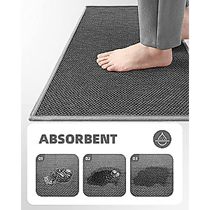 Color&Geometry Kitchen Rugs and Mats Non Slip Washable, Absorbent Kitchen Mats Woven Kitchen Runner Rug Easy to Clean Kitchen Floor Mats for in Front of Sink, Laundry Room, Hallway, 17”x71”, Grey