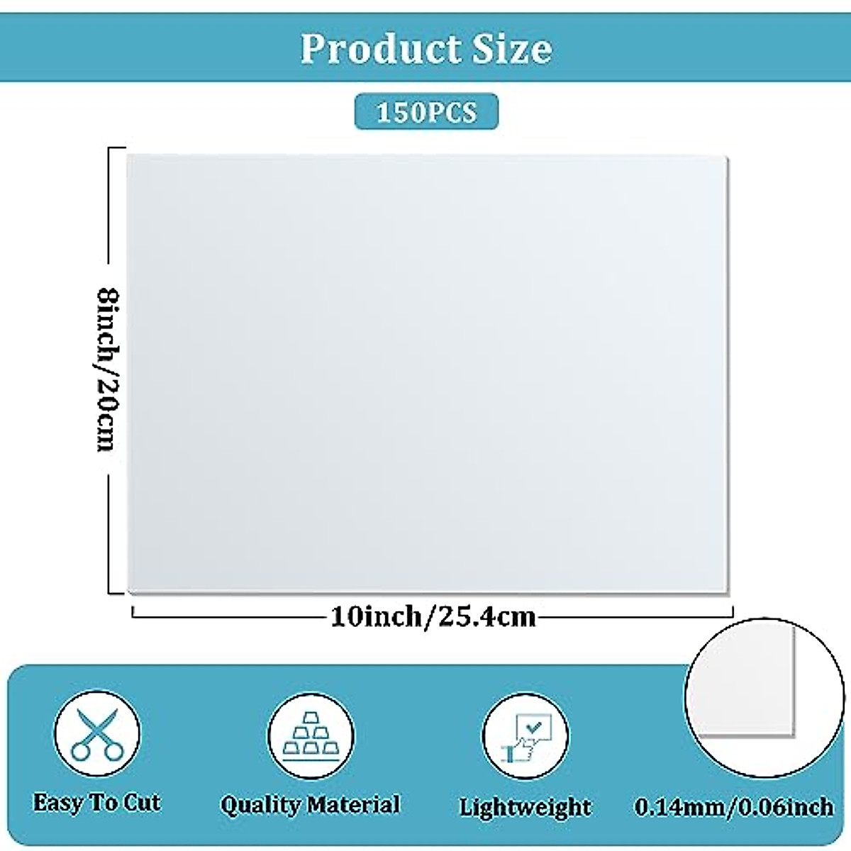 Jetec 150 Sheet Double Sided Picture Mats 8 x 10 Inch Photo Frame Mat Backing Boards Picture Mat Matte Backboards Bevel Cut 1/16", 4 Ply Thickness for Frames, Artworks, Prints, Pictures(White)