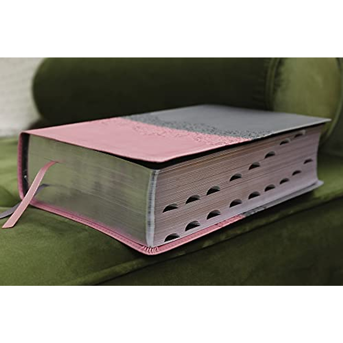 NIV, Life Application Study Bible, Third Edition, Large Print, Leathersoft, Gray/Pink, Red Letter, Thumb Indexed