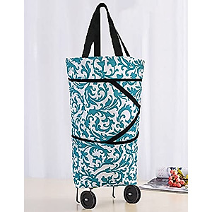 Foldable Shopping Bag with Wheels Collapsible Shopping Cart Shopping Trolley Bag on Wheels Collapsible Trolley Bags Reusable Grocery Bags Travel Bag (B0B1CZHY8G)