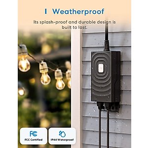 meross Smart Outdoor Plug, Waterproof WiFi Outdoor Outlet, Compatible with Apple HomeKit, Amazon Alexa, Google Assistant and SmartThings, Remote Control, Timer, FCC and ETL Certified