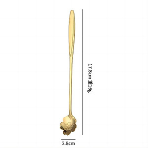 16 Pieces Flower Spoon Coffee Teaspoon 7 Inch Stainless Steel Long Handle Spoon Stir Bar Spoon Stirring Spoon Ice Cream Spoon Gold Sakura Shaped