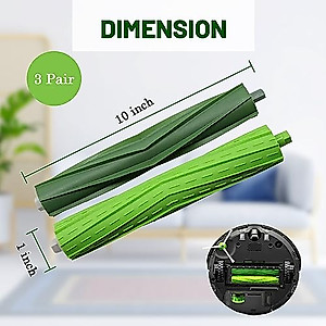 Zmerob S9 Replacement Brushes Parts for iRobot Roomba S9 (9150) S9+ S9 Plus (9550) S Series Wi-Fi Connected Robot Vacuum Cleaner, 3 Set Multi-Surface Rubber Roller Brushes