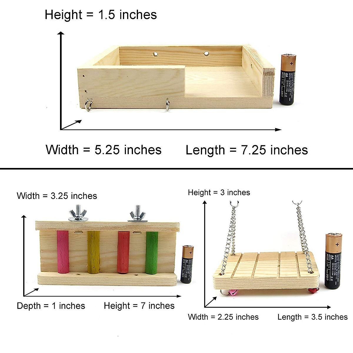Wooden Platform Ladder Stand Swing Climbing Biting Toy for Mouse Chinchilla Rat Gerbil and Dwarf Hamster Climbing Toy (M)