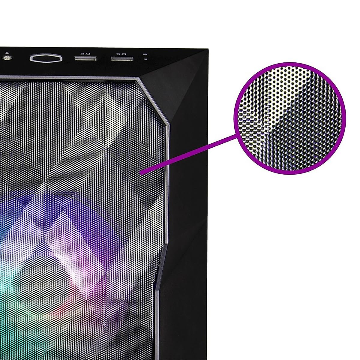 Cooler Master TD300 Mesh Micro-ATX Tower with Polygonal Mesh Front ana Removable Top Panel, ARGB/PWM Hub Tempered Glass, Dual Sickleflow PWM ARGB Lighting Fans