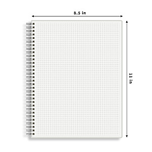 HULYTRAAT Large Graph Ruled Wirebound Spiral Notebook, 8.5 x 11 Inches, 5mm Grid (2 sq/cm) Paper Pad, Premium 100gsm Ivory White Acid-Free Paper, 128 Squared/Grid Pages per Book (Pack of 2)