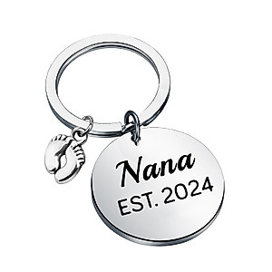 BNQL New Nana Gifts Nana Est 2024 keychain Nana To Be Gifts Nana Again Gifts Nana Jewelry Announcement Gifts (Nana est 2024 keychain)
