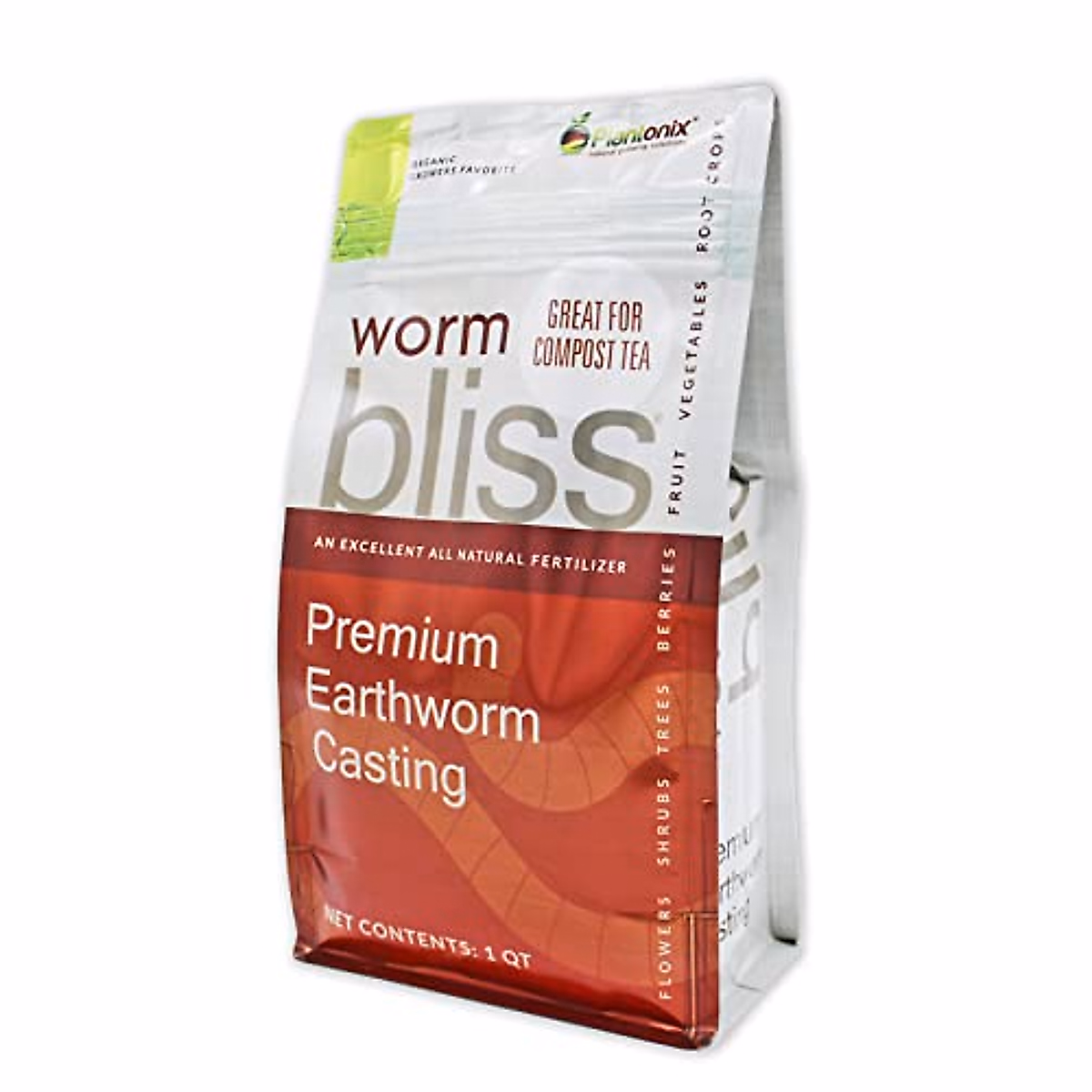 Worm Bliss - Pure Organic Earthworm Castings - All Natural Plant Fertilizer and Soil Enhancer - Potting Mix for Plants, Vegetables, Flowers, and Indoor and Outdoor Gardens (1 Quart)