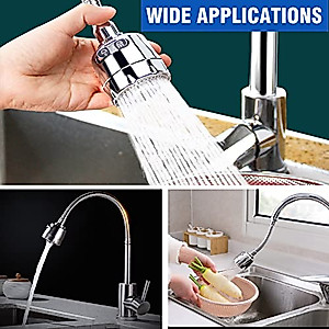 Kitchen Faucet Extender Movable 360° Rotatable Anti-Splash Water Saving Faucet Aerator, 2 Modes Adjustable Sink Sprayer, Kitchen Faucet Head Replacement, Bathroom Faucet, Polished Chrome