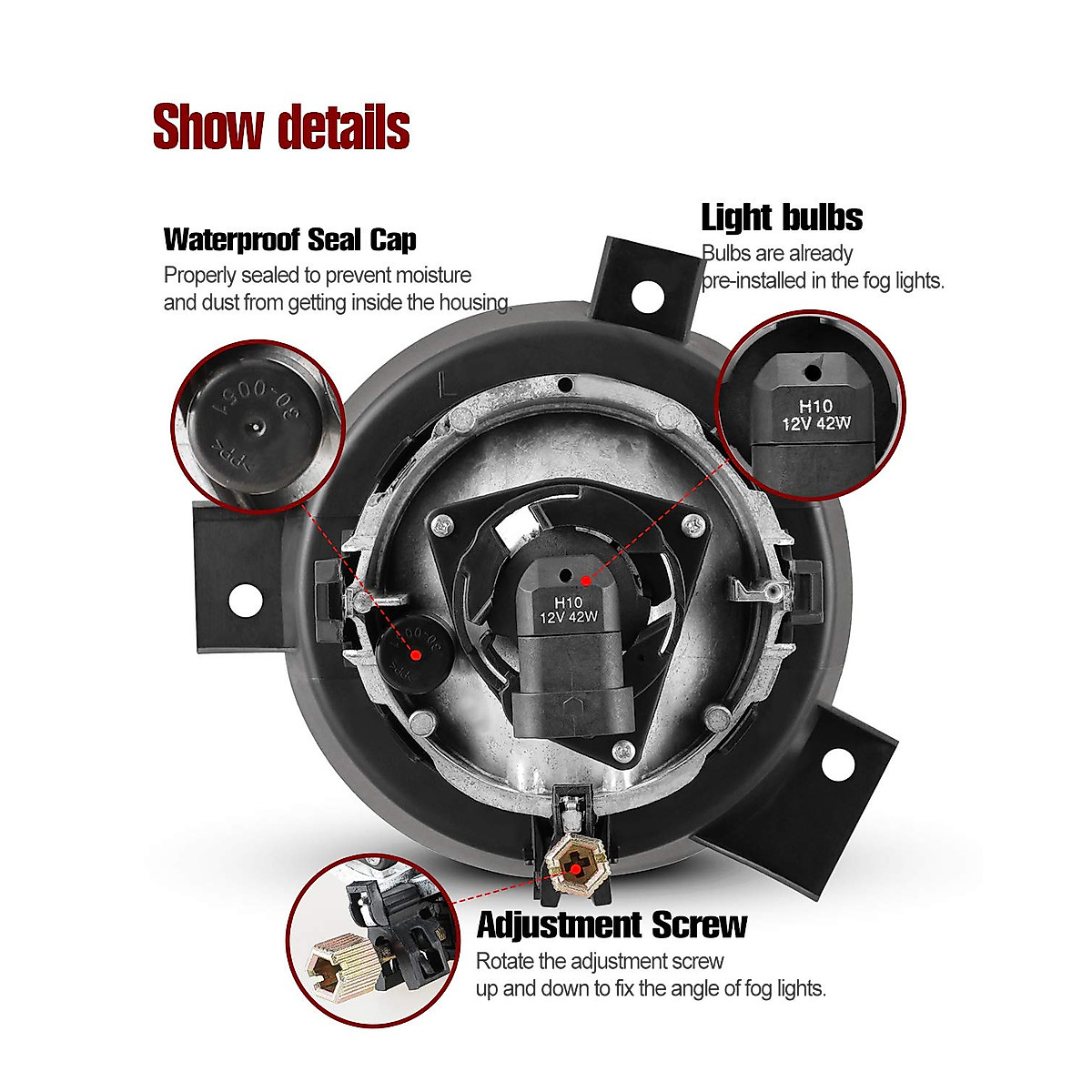 AUTOWIKI Fog Lights For Ford Ranger 2001-2003 Fog Light Assembly 2PCS OEM Replacement Fog Lamps
