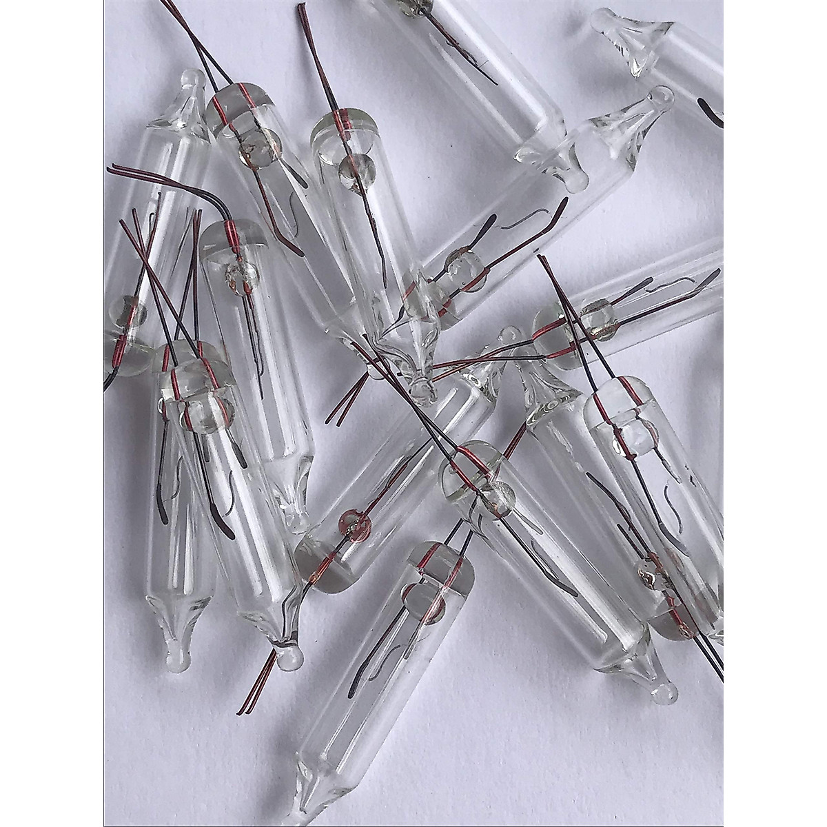 10 Clear 12 Volt Replacement Mini Glass Bulbs, NO Base - Incandescent - .08amp, 0.96watt (Clear)