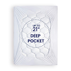 SLEEP ZONE Quilted Fitted Twin Mattress Pad Cover - Soft Fluffy Pillow Top Bed Mattress Topper Deep Pocket 8-21 inch, Twin