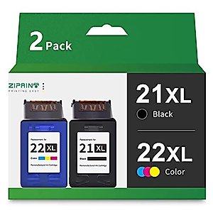 ZIPRINT Remanufactured Ink Cartridge Replacement for HP 21 22 21XL 22XL (C9351AN & C9352AN) for HP Deskjet F4180 F2210 D1560 D1530 D1420 D1520 3915 3930 PSC 1410 Officejet 4315 J3680 Printer, 2-Pack
