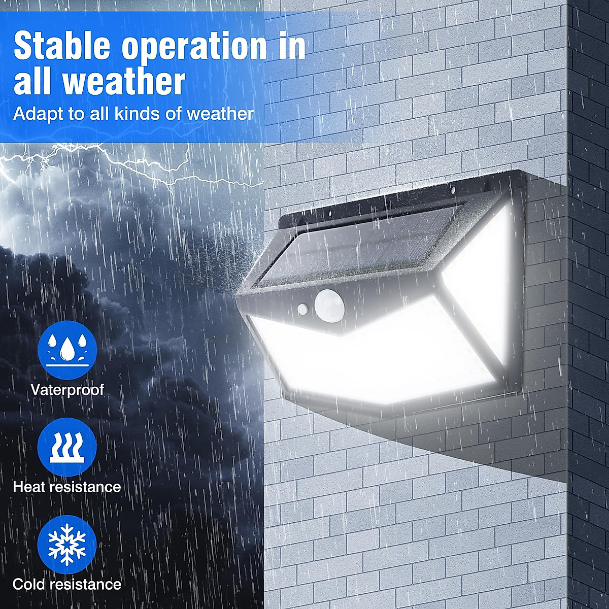 Solar Lights Outdoor 212 LED Bright Beads Solar Wall Lights with 3 Lighting Modes and Motion Sensor Waterproof LED Solar Outdoor Lights Solar Powered with 270°Wide Angle for Patio Yard Fence Garage