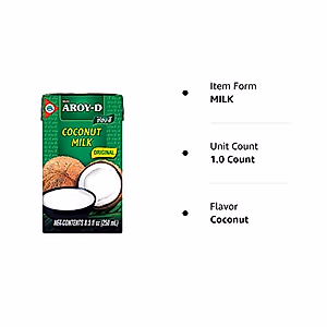 Aroy-D 100 Milk 8.5 Oz, Coconut, 1 Count, (Pack of 6) (Ven_FD39-193)